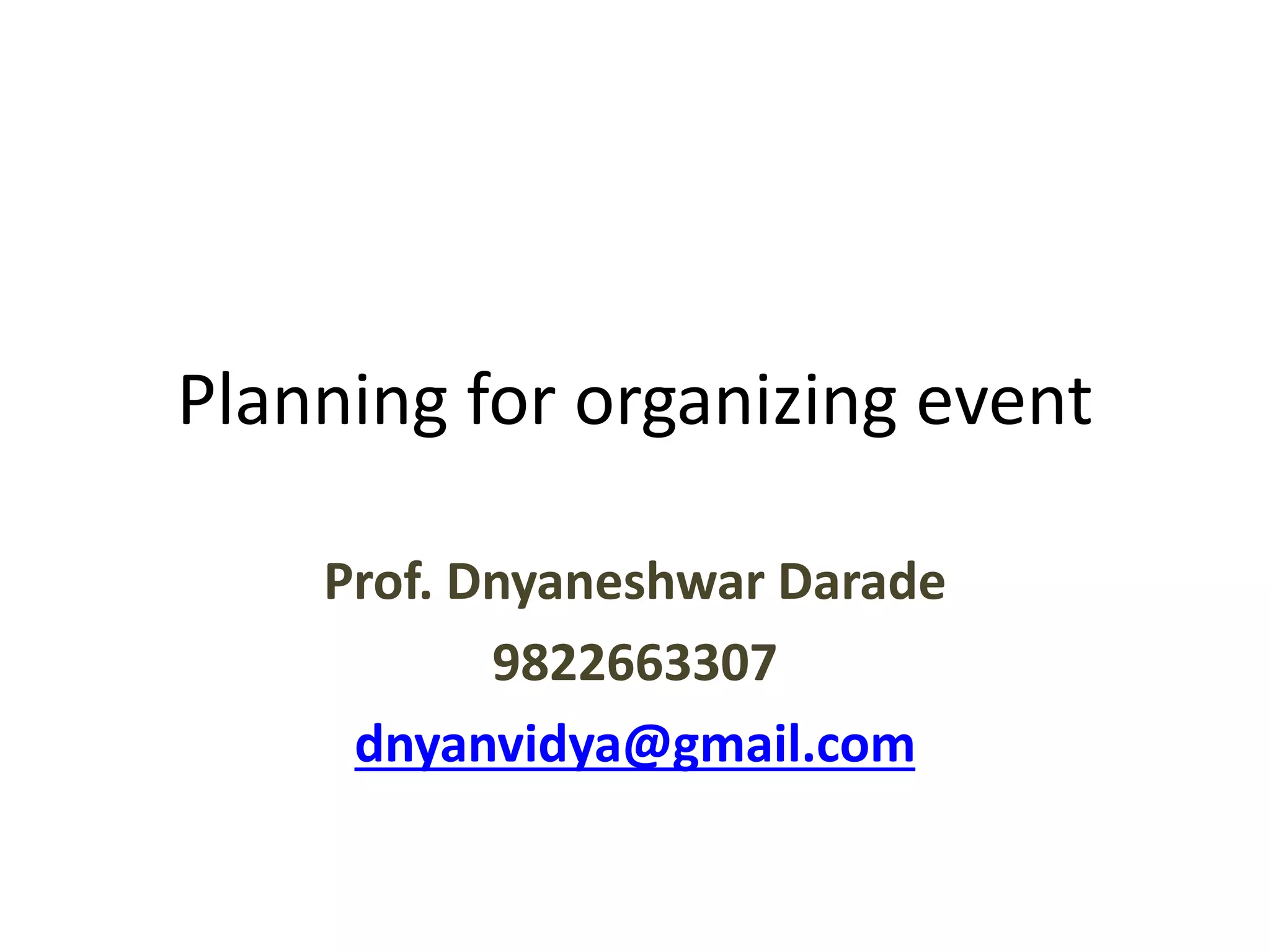 Planing for organising events | PPT
