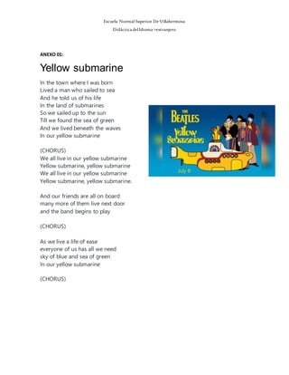 Plan Ingles Cancion Yellow Submarine 05 Docx