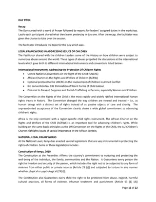 Plan international training report | PDF | Adoption and Fostering ...