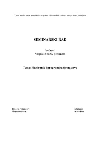 Planiranje i programiranje nastave | DOC