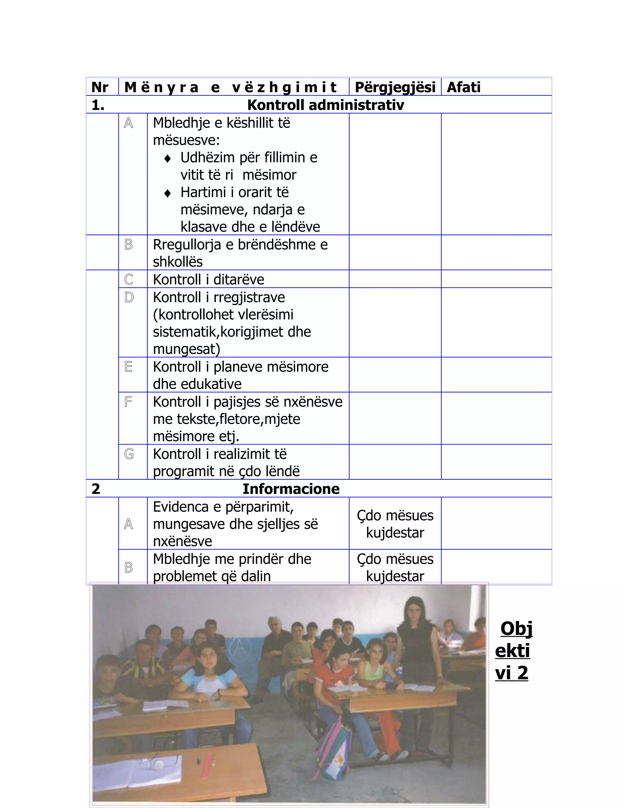 Plani vjetor i shkollës | DOC