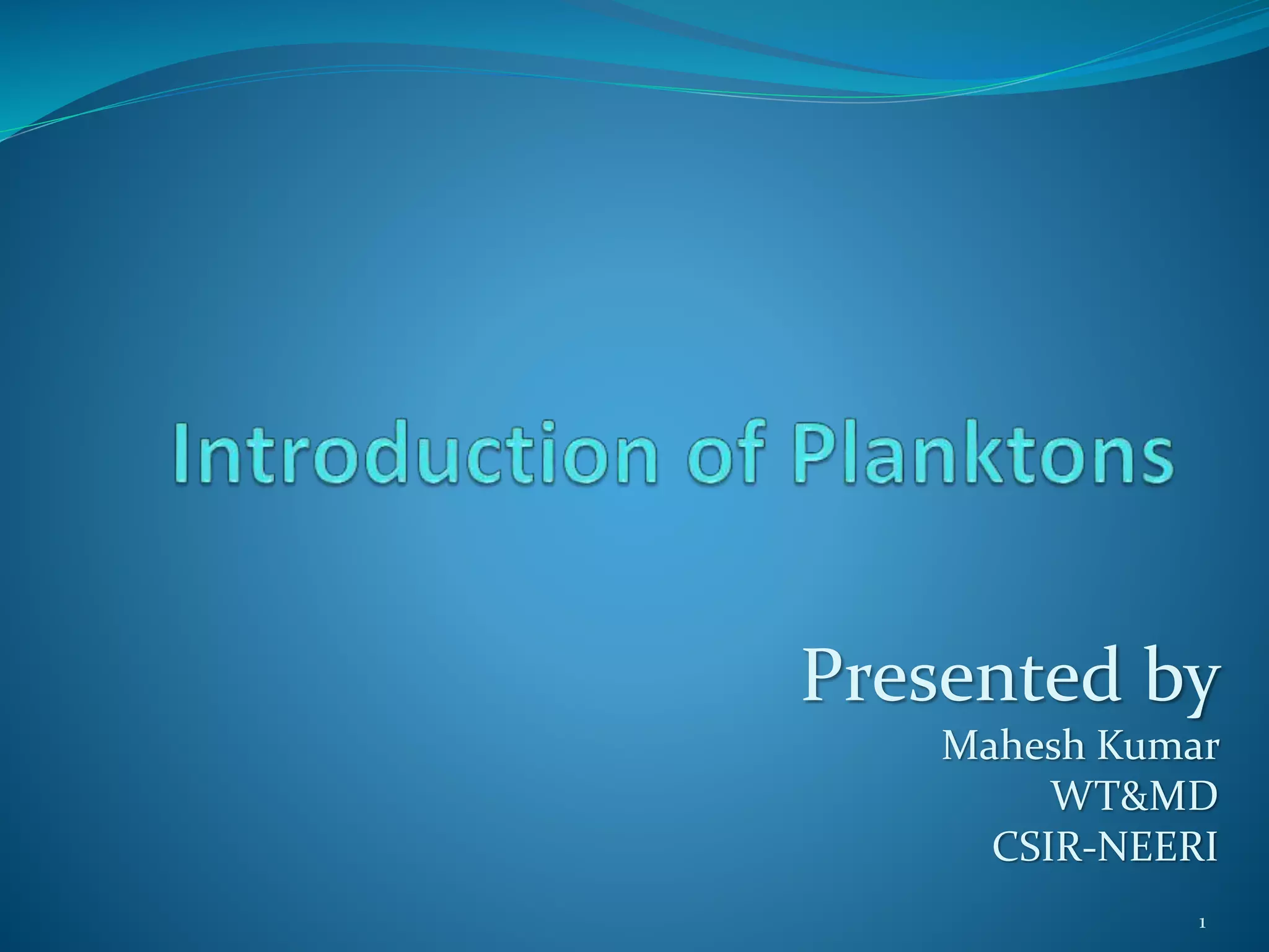 INTRODUCTION OF PLANKTON | PPTX