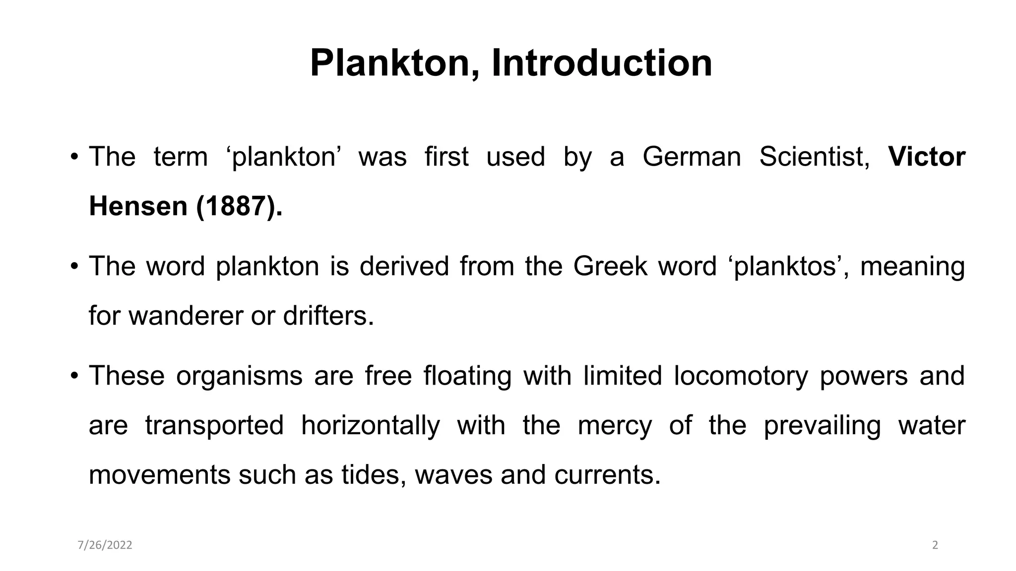 PLANKTON, TYPES, IMPORTANCE.pptx