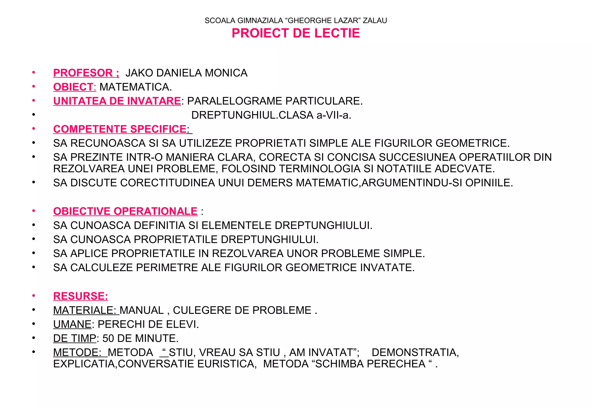 Plan lectie paralelogr | PPT