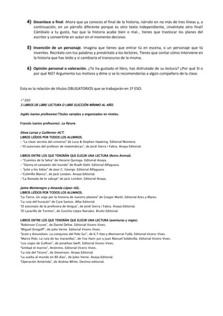 Plan lector 1_eso_actividades1 | PDF