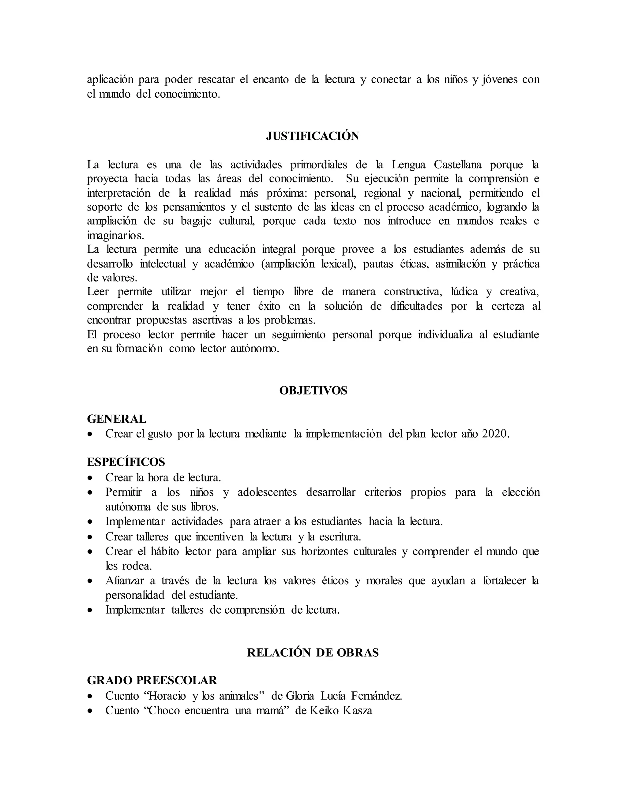 Plan Lector 2022.doc | Education