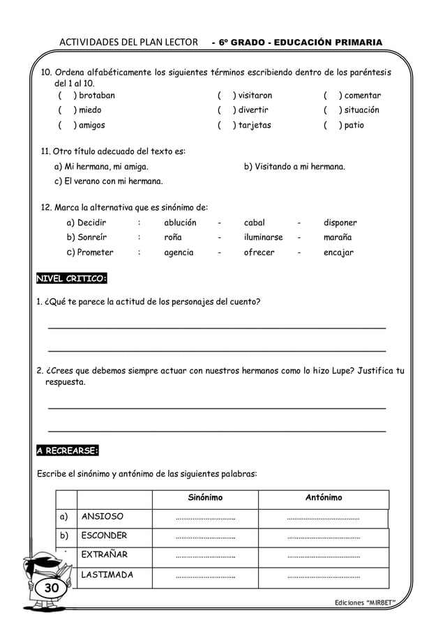 PLAN LECTOR 6TO GRADO 2018.doc