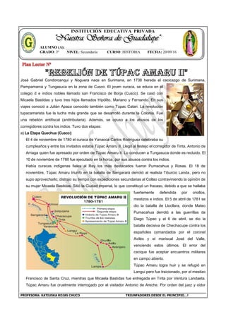 Plan lector rebelion de túpac amaru ii | PDF