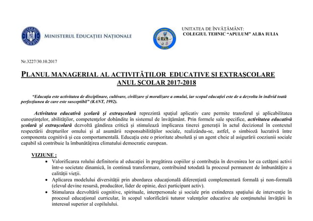 Plan managerial consilier_educativ_2017-2018 | PPT