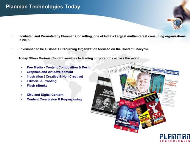 Planman Technologies Company Backgrounder And Services | PPT