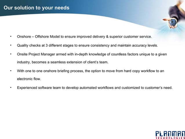 Planman Technologies Company Backgrounder And Services | PPT