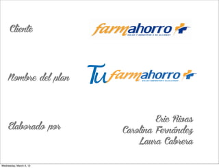 Plan Mercadeo "Tu farmahorro" para Farmacias Farmahorro | PDF