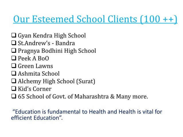 Plan my health School health program India | PPT