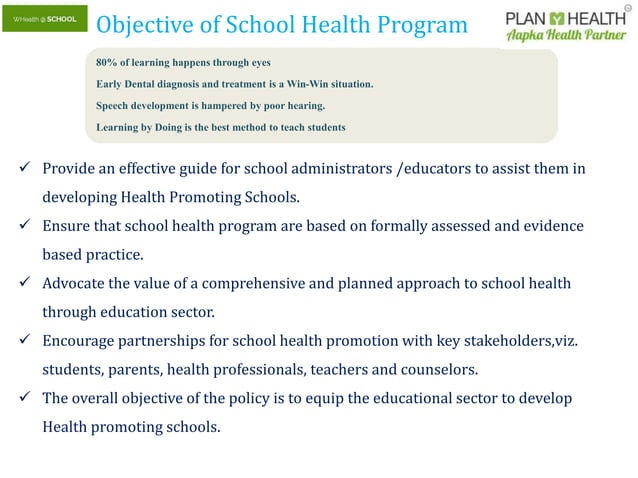 Plan my health School health program India | PPT