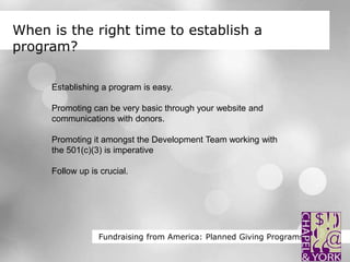 Fundraising from America: A Guide Planned Giving Programs | PPTX