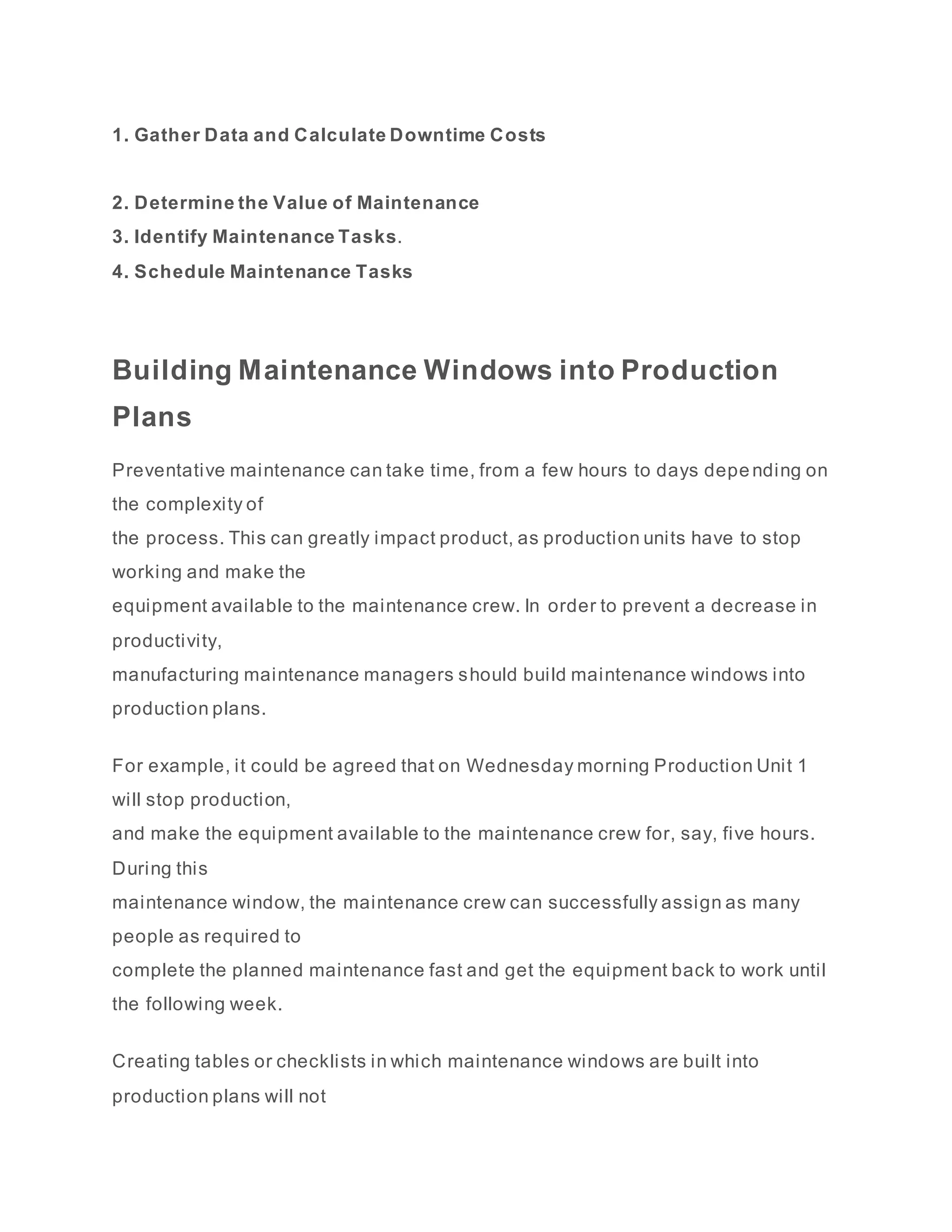 Planned preventive maintenance report | DOCX