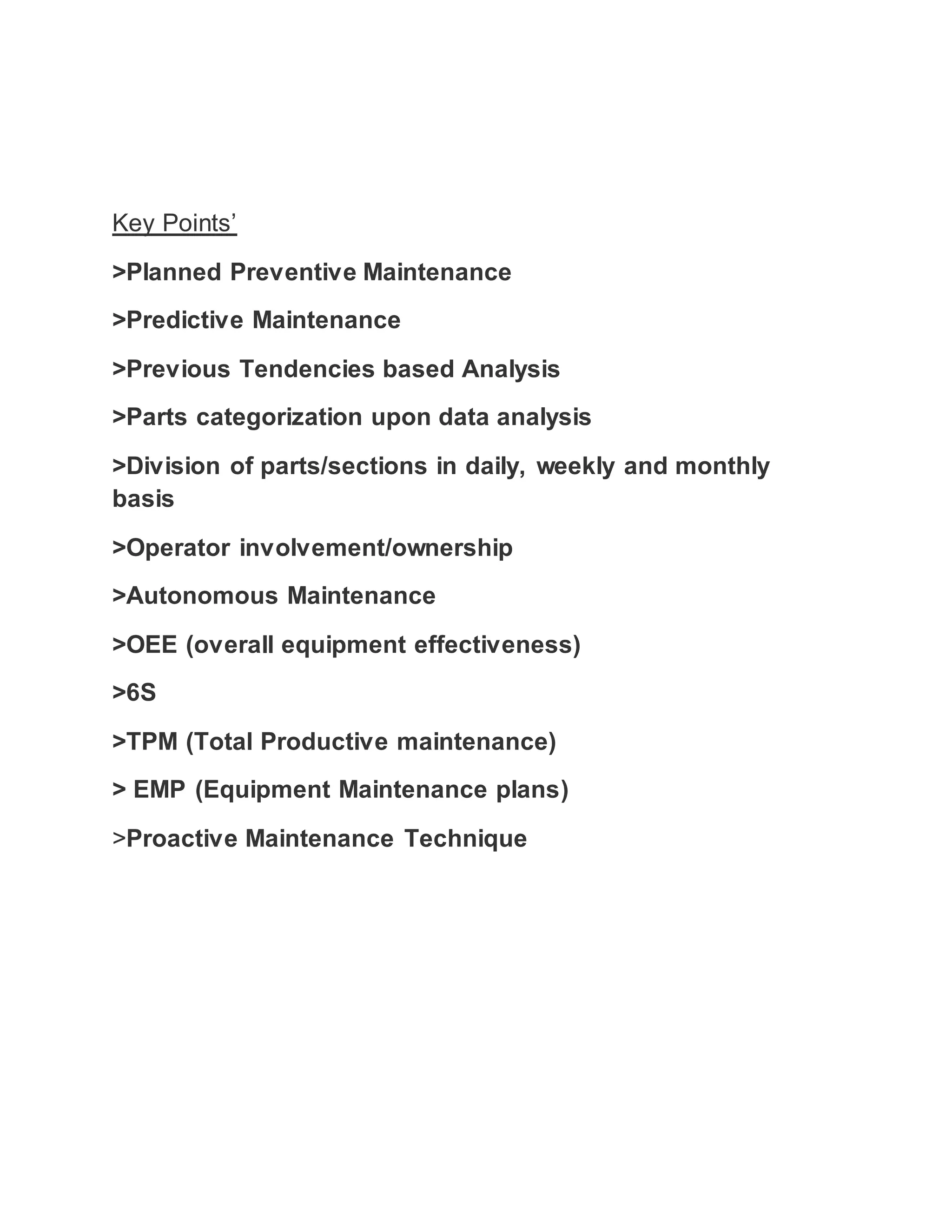 Planned preventive maintenance report | DOCX