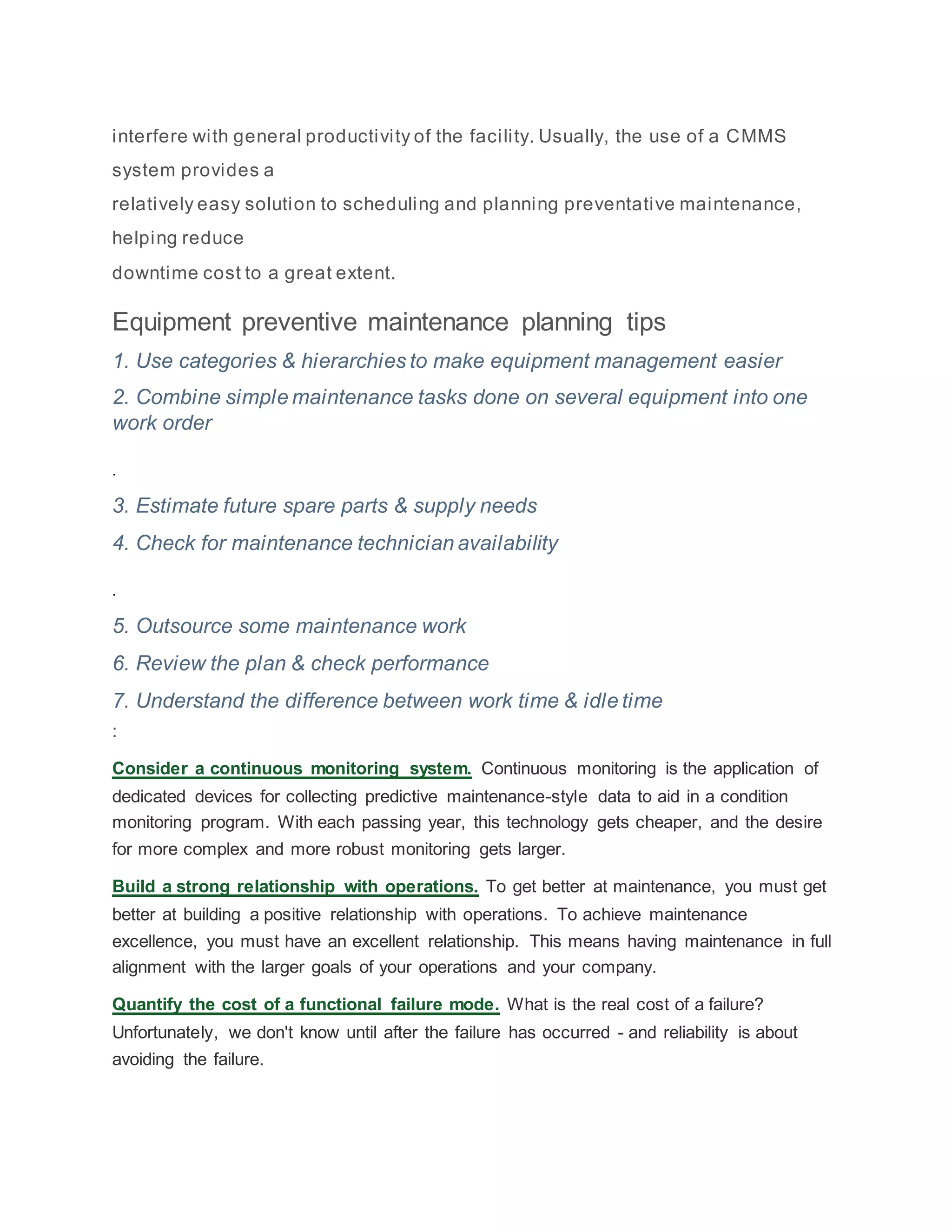 Planned preventive maintenance report | DOCX