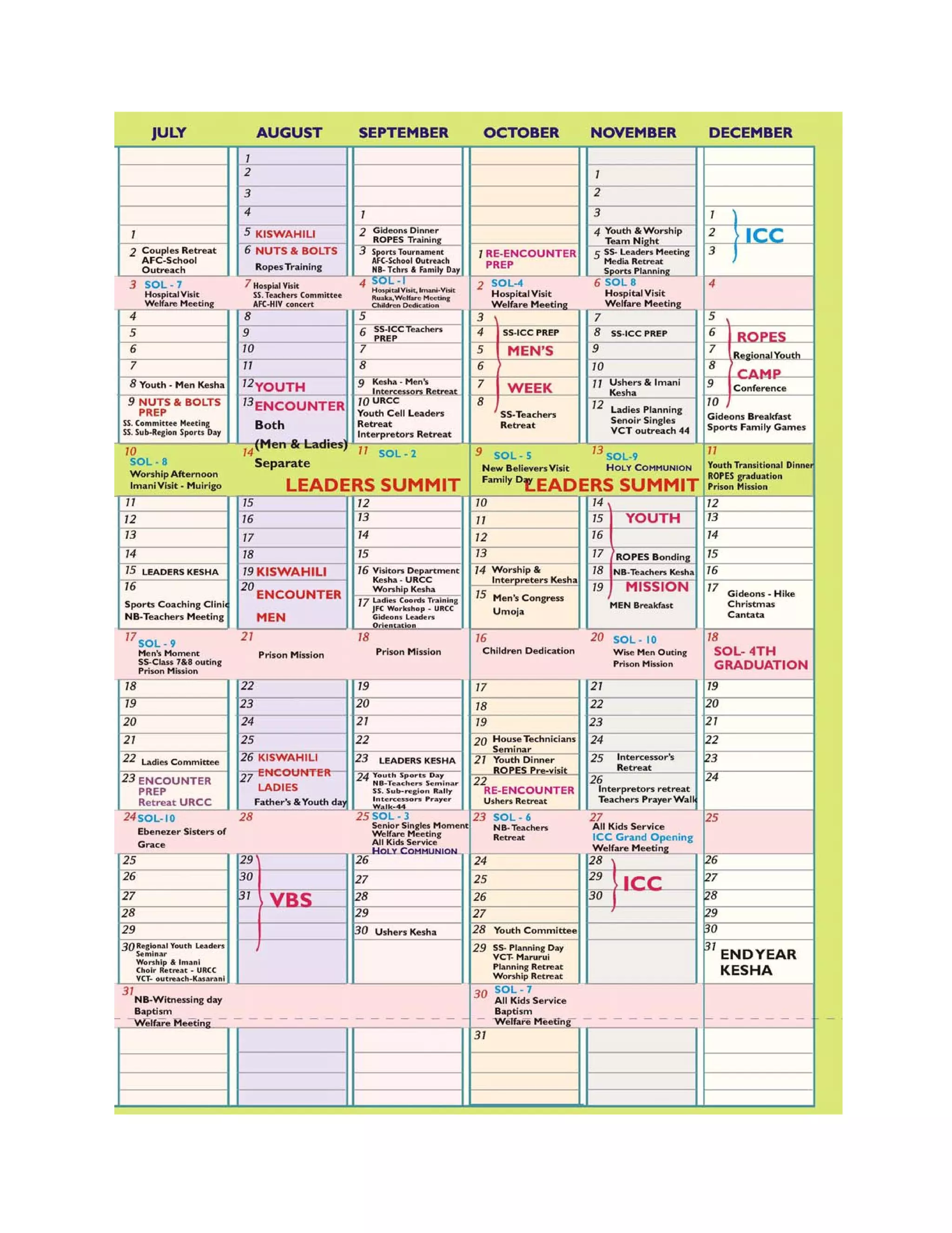 DCKasarani 2011 Year Planner | PDF