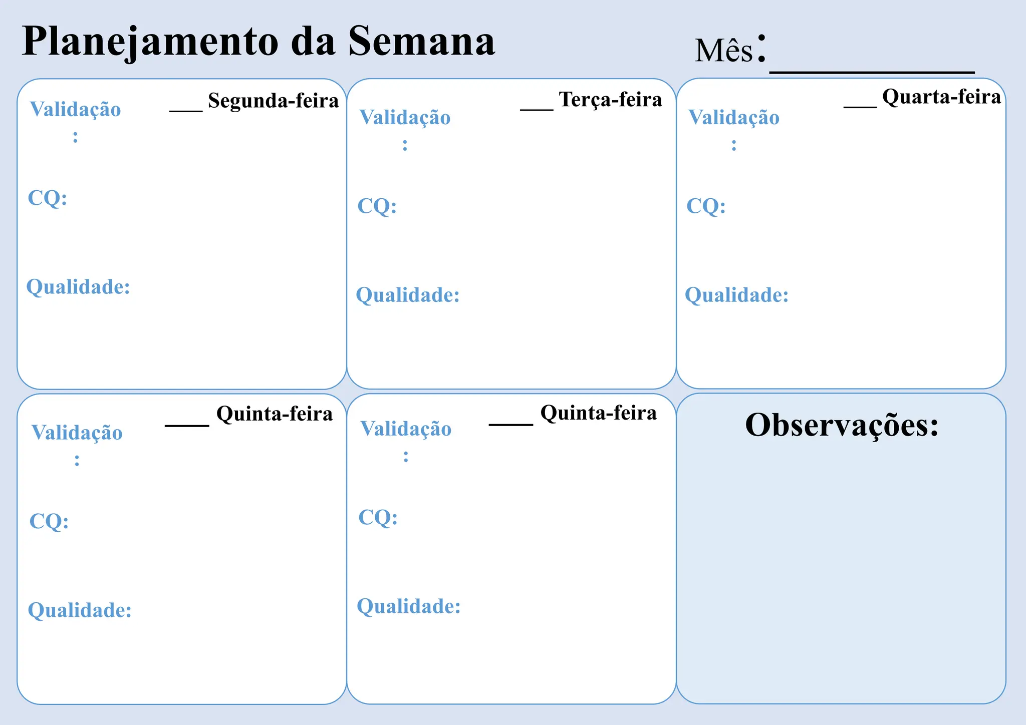 Planner para planejamento da rotina Semanal | PPT