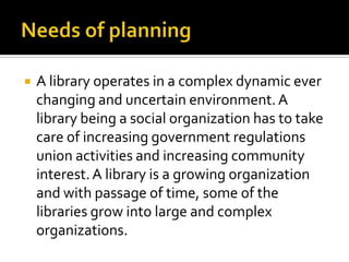 Planning in library management | PPTX