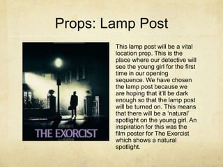 G321: Planning - Equipment, Costume, Props | PPTX