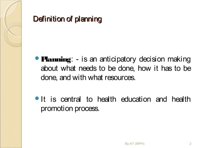 Planning, implementation, monitoring and evaluation of health education ...