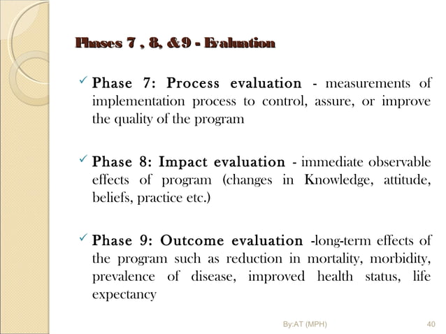 Planning, implementation, monitoring and evaluation of health education ...