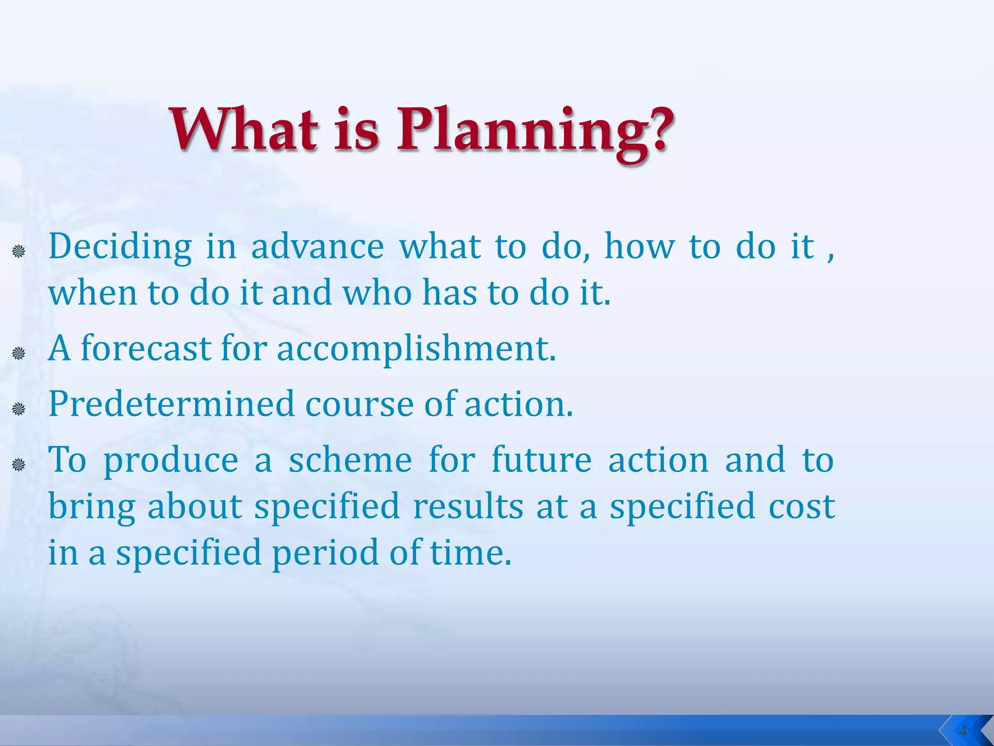Planning - Principles of Management | PPTX
