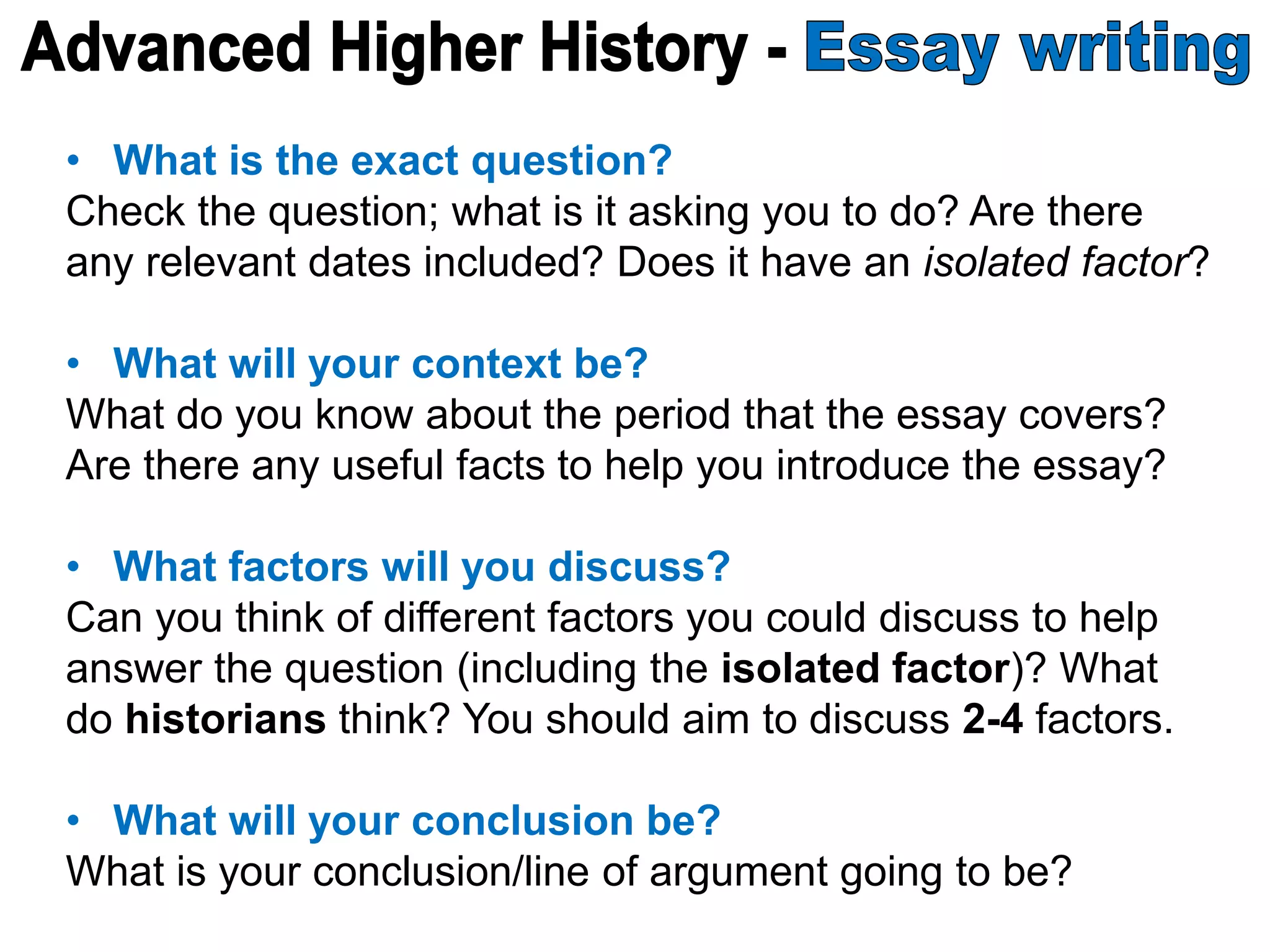 Planning - Advanced Higher History essay | PPT