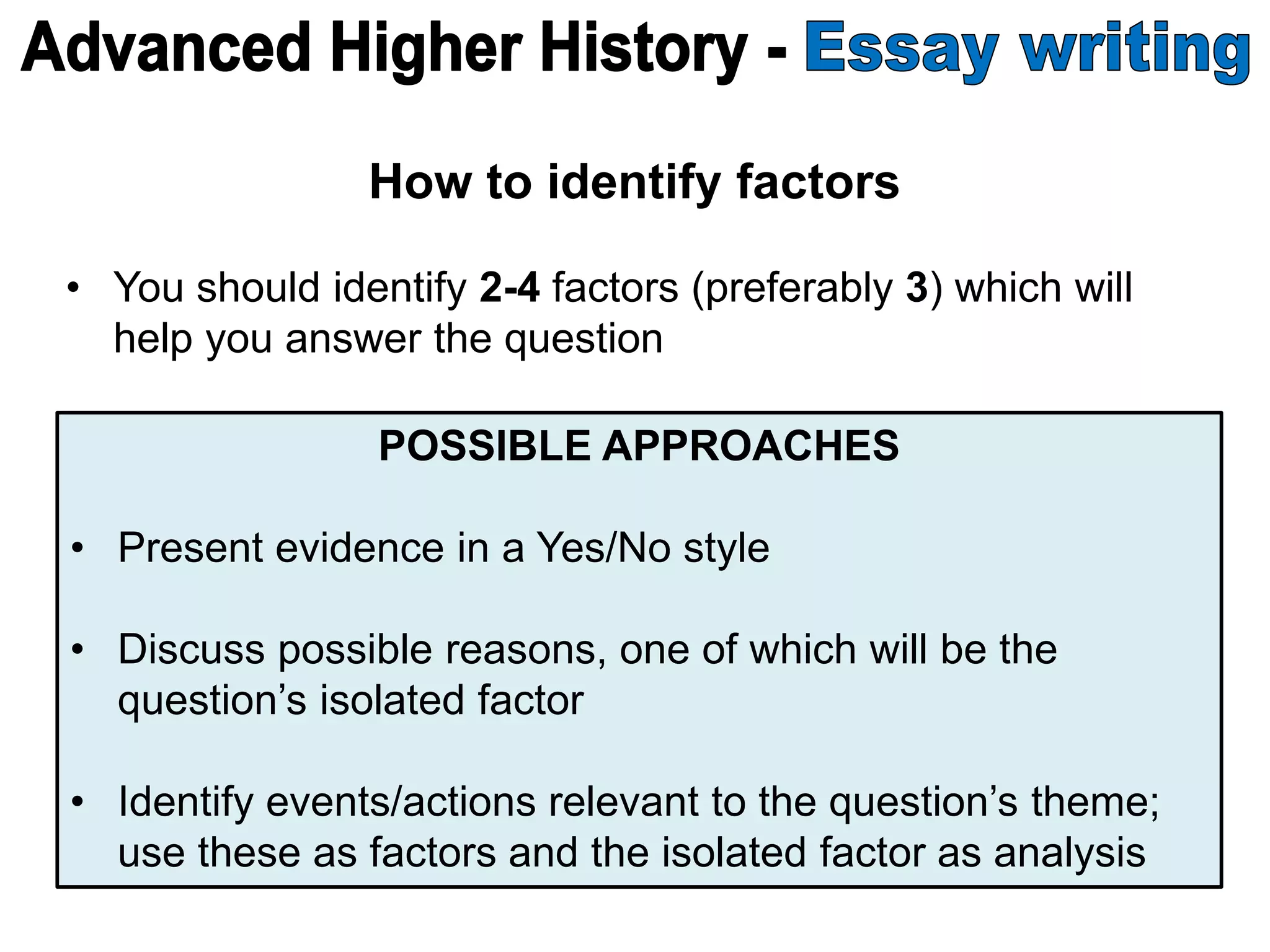 Planning - Advanced Higher History essay | PPT