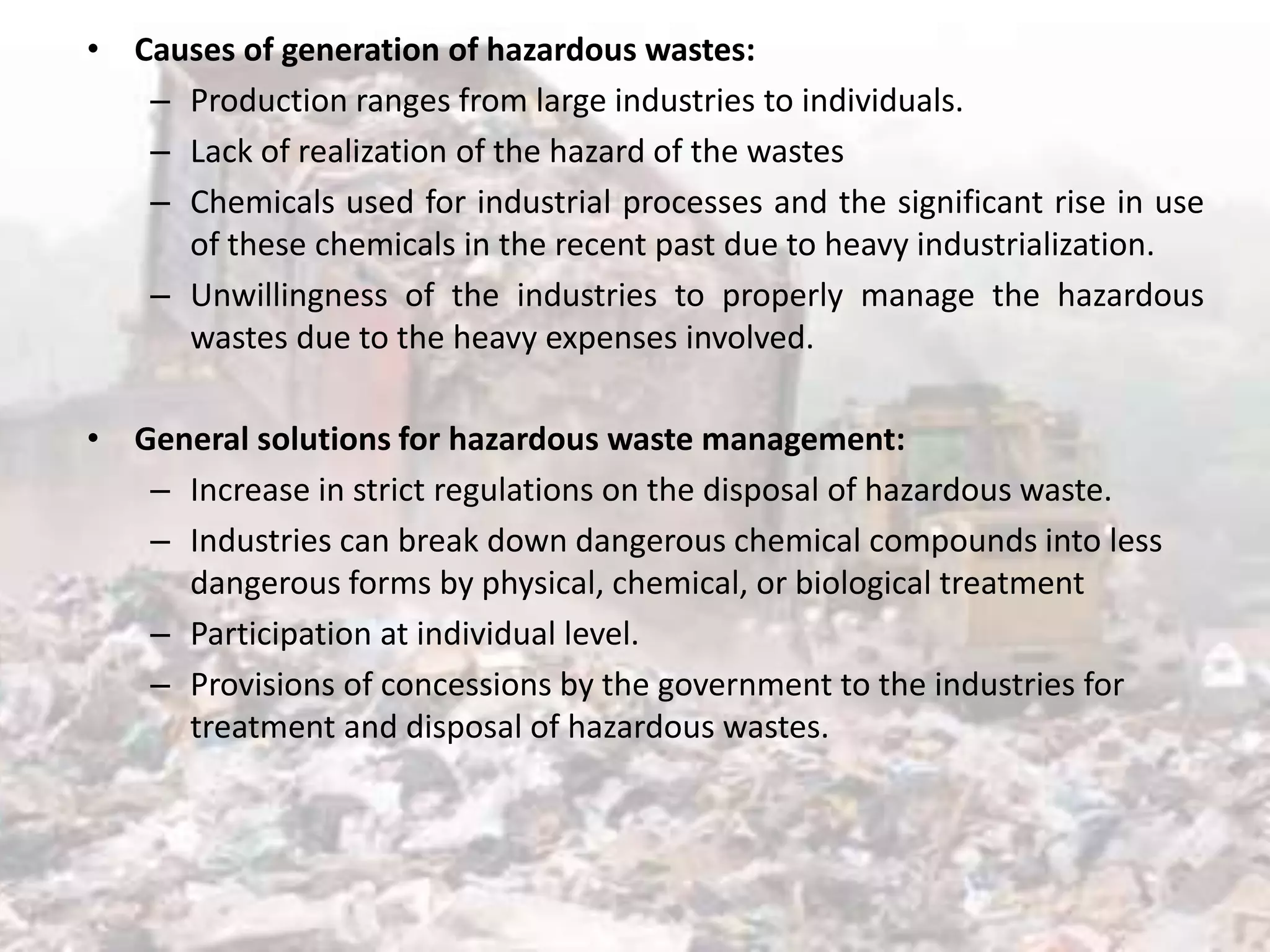 Planning and management of hazardous wastes | PPTX