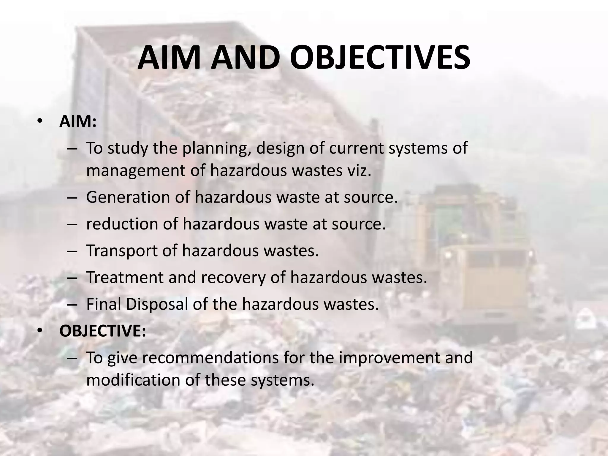 Planning and management of hazardous wastes | PPTX
