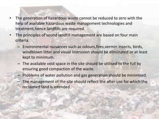 Planning and management of hazardous wastes | PPTX