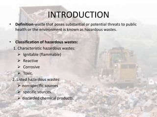 Planning and management of hazardous wastes | PPTX