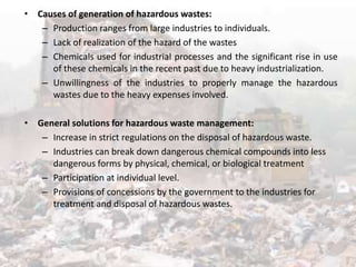 Planning and management of hazardous wastes | PPTX