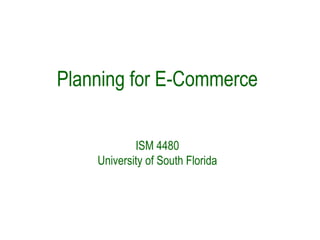 Planning for E-Commerce ISM 4480 | PPT