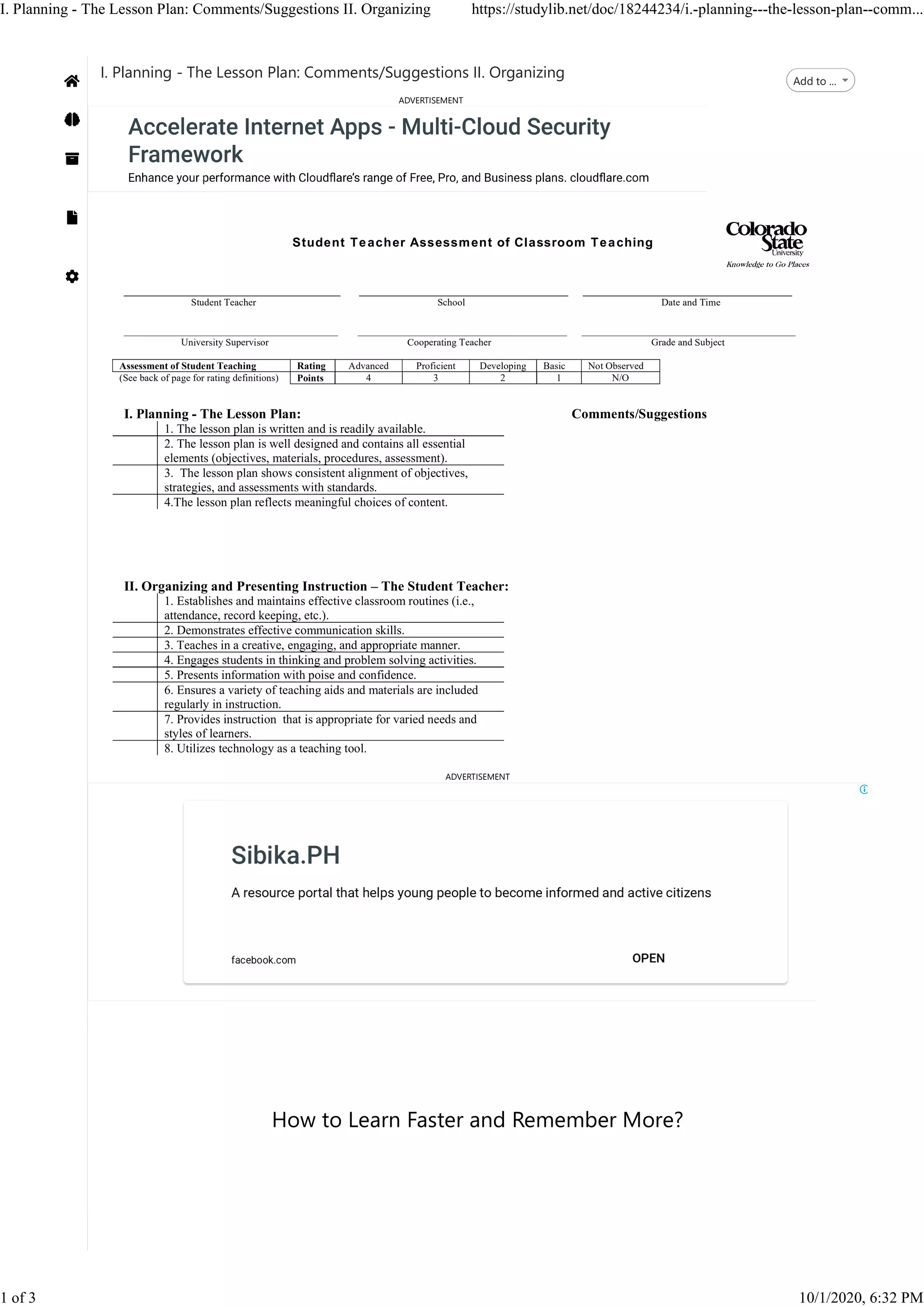 Planning the lesson plan-comments-suggestions | PDF