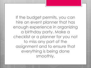 Planning a birthday party | PPTX