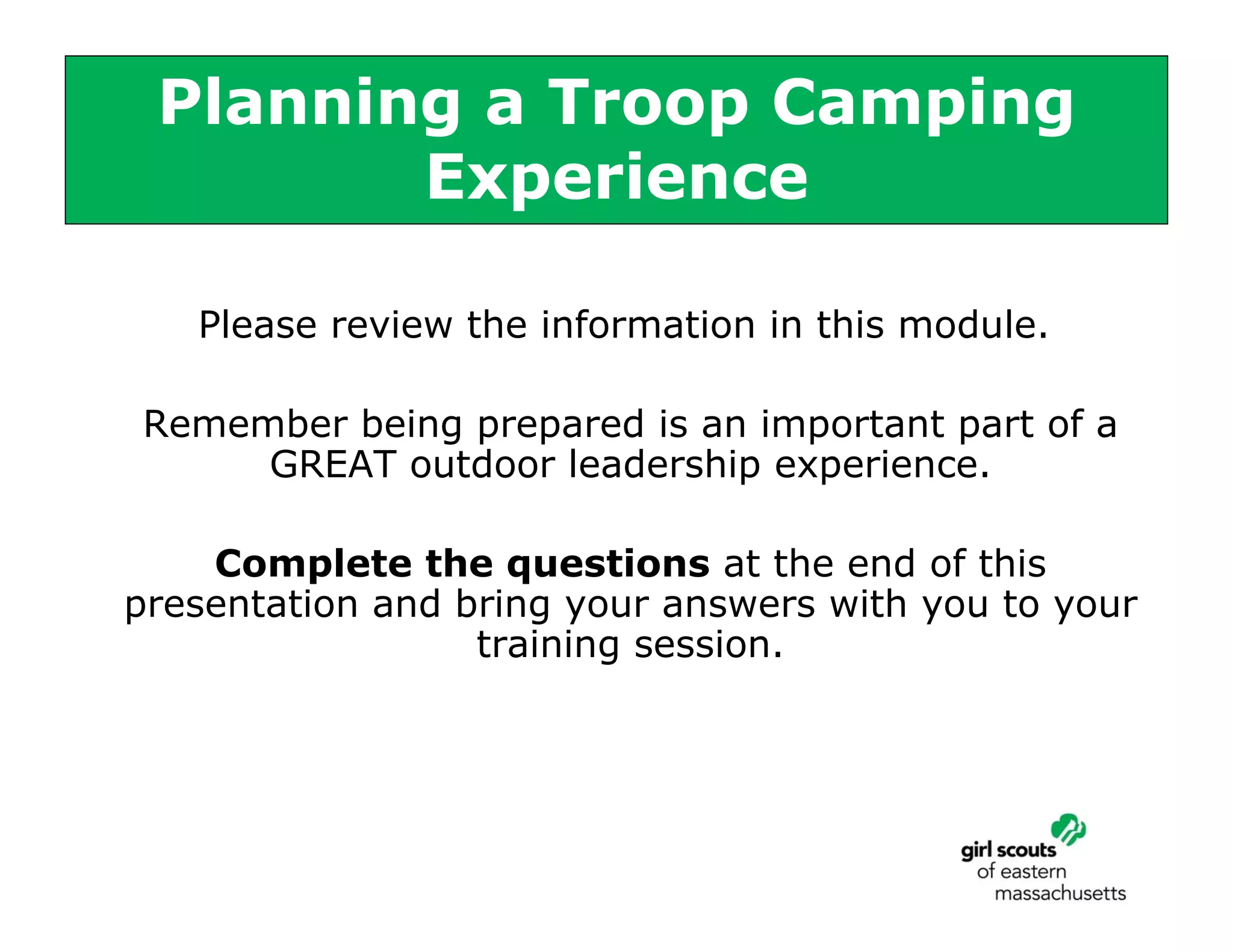 Planning A Camping Experience | PPT | Camping | Travel Type
