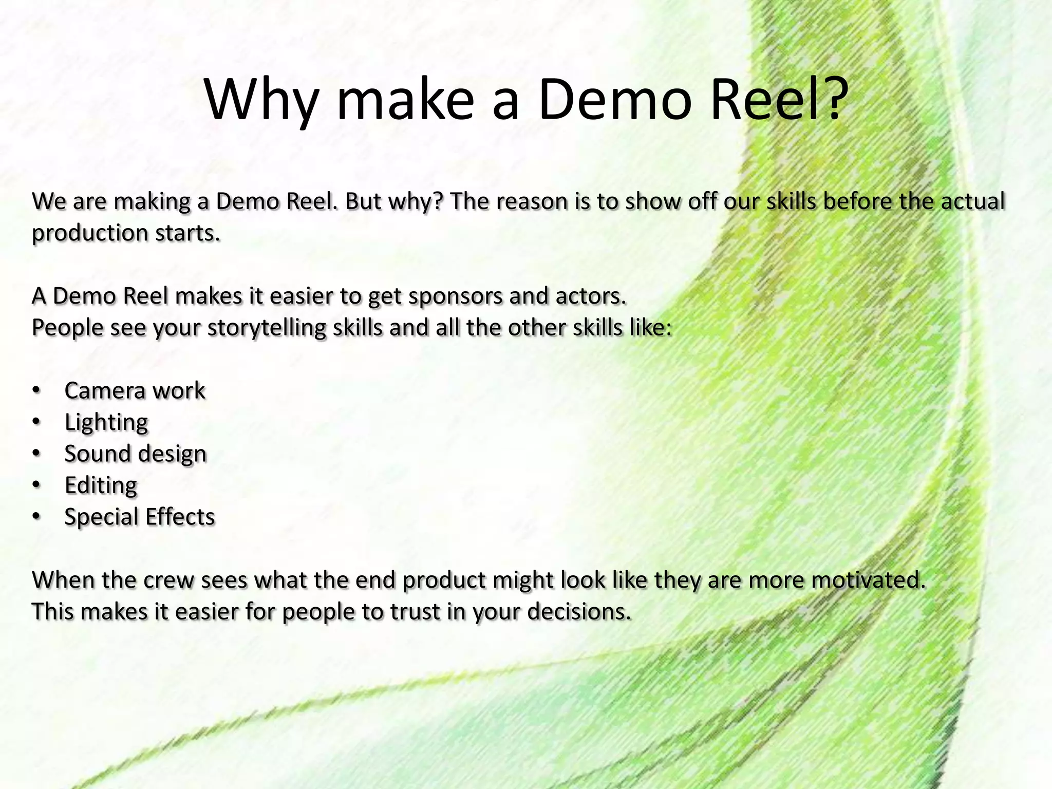 Planning a demo reel | PPT