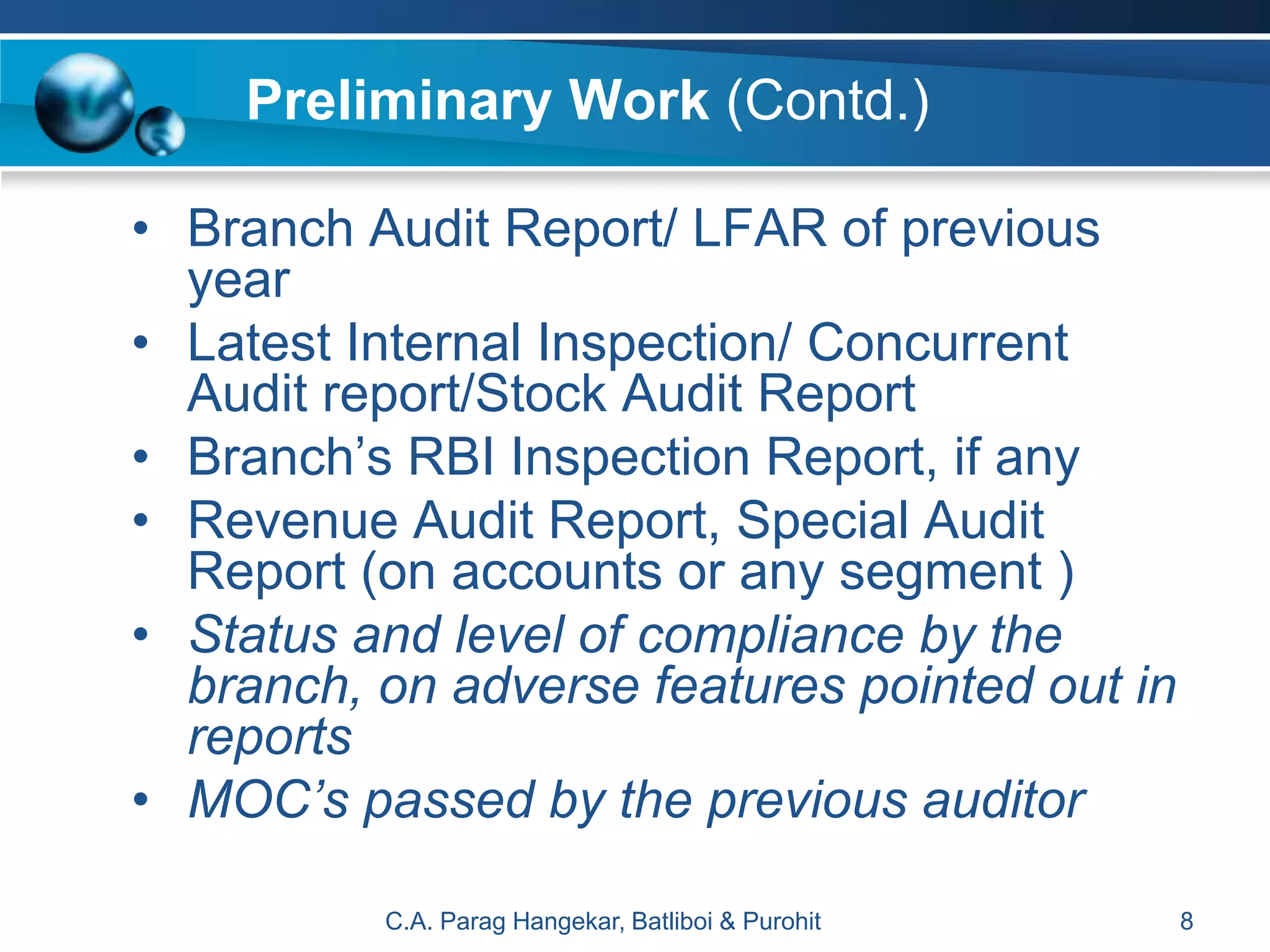 Bank Branch Audit | PPTX
