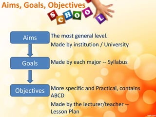 Planning aims and objectives in language programs.pptx 1 | PPT