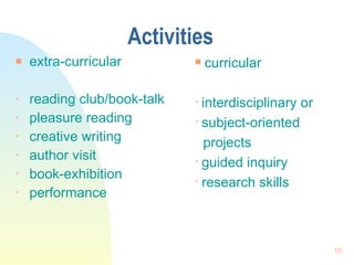 Planning a school library | PPT