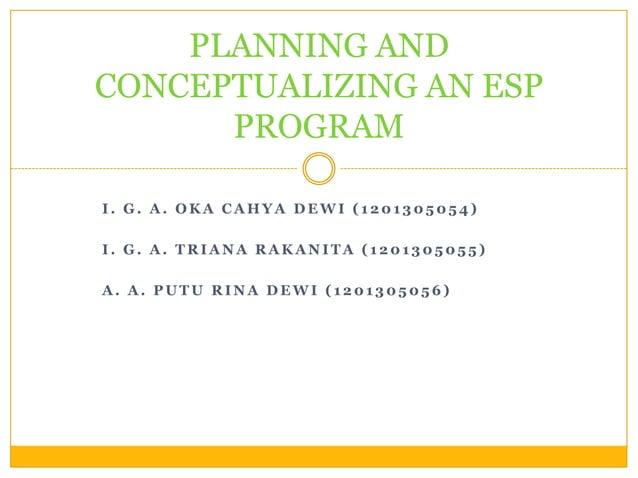Planning and conceptualizing an esp program | PPTX