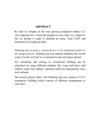 Planning and cost analysis of the commercial building | PDF