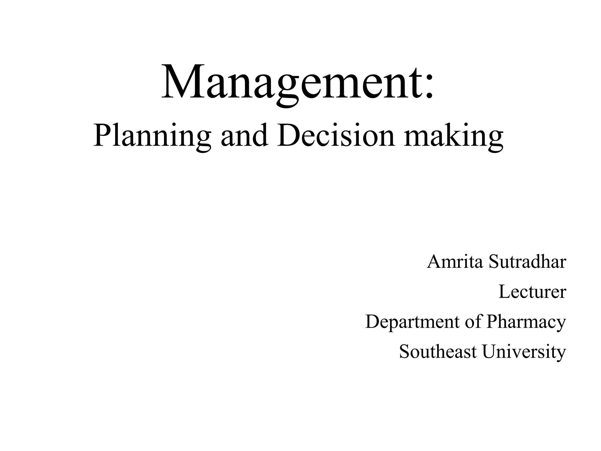 Management: Planning and decision making | PPTX