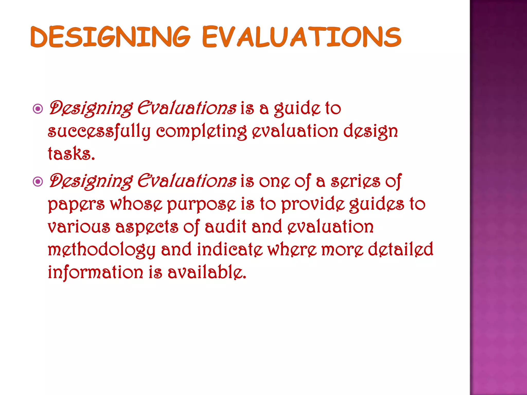 Planning and Designing Evaluation | PPTX