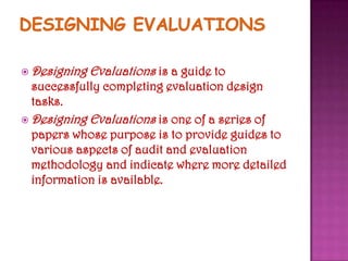 Planning and Designing Evaluation | PPTX