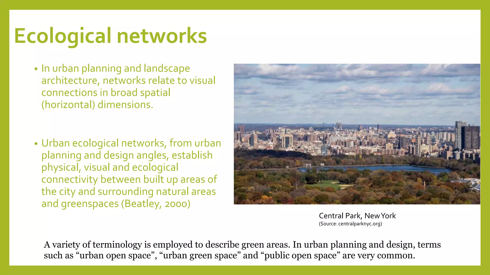 PLANNING AND DESIGN OF ECOLOGICAL NETWORKS IN URBAN AREAS.pptx